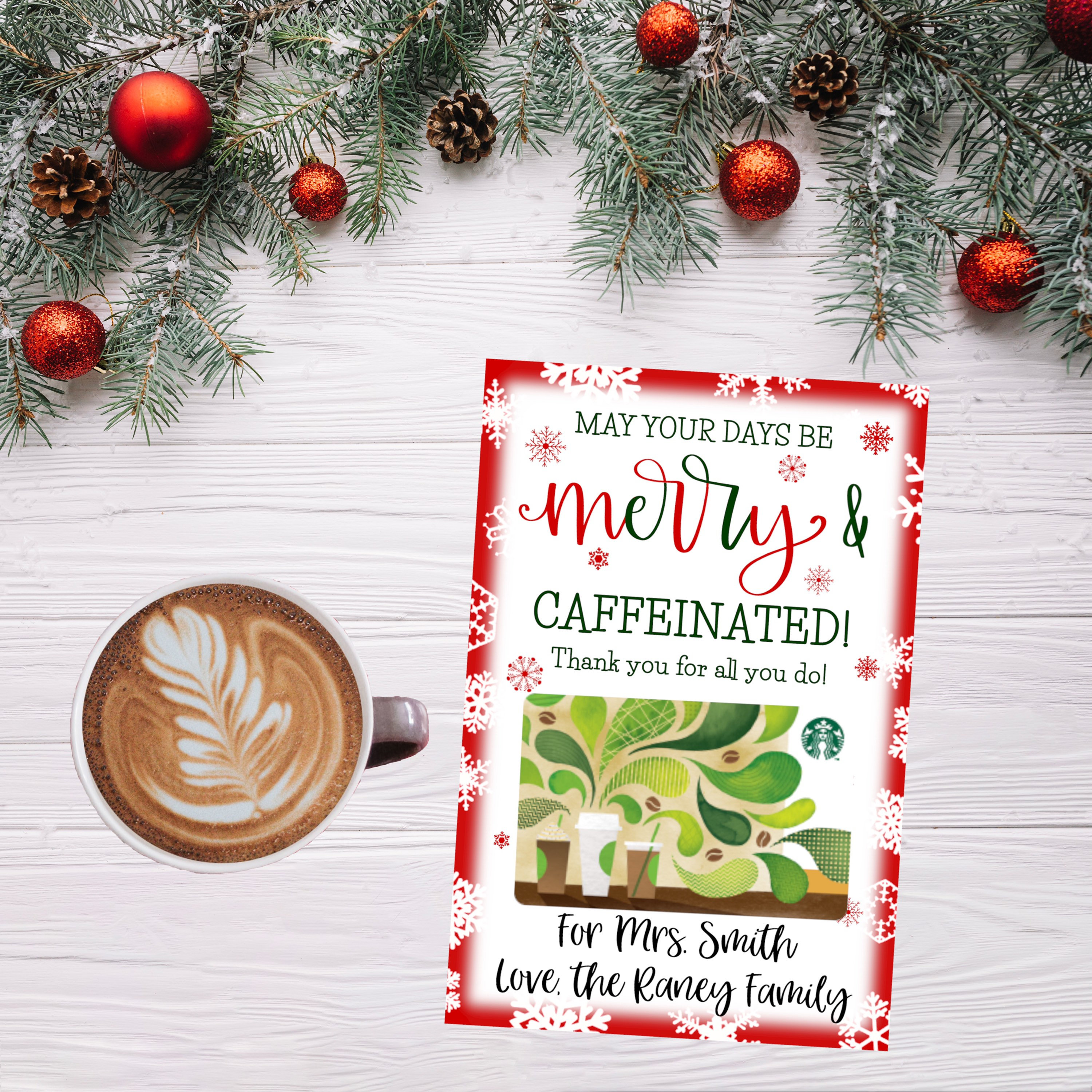 PRINTABLE Gift Card Holder Merry and Caffeinated Coffee - Etsy