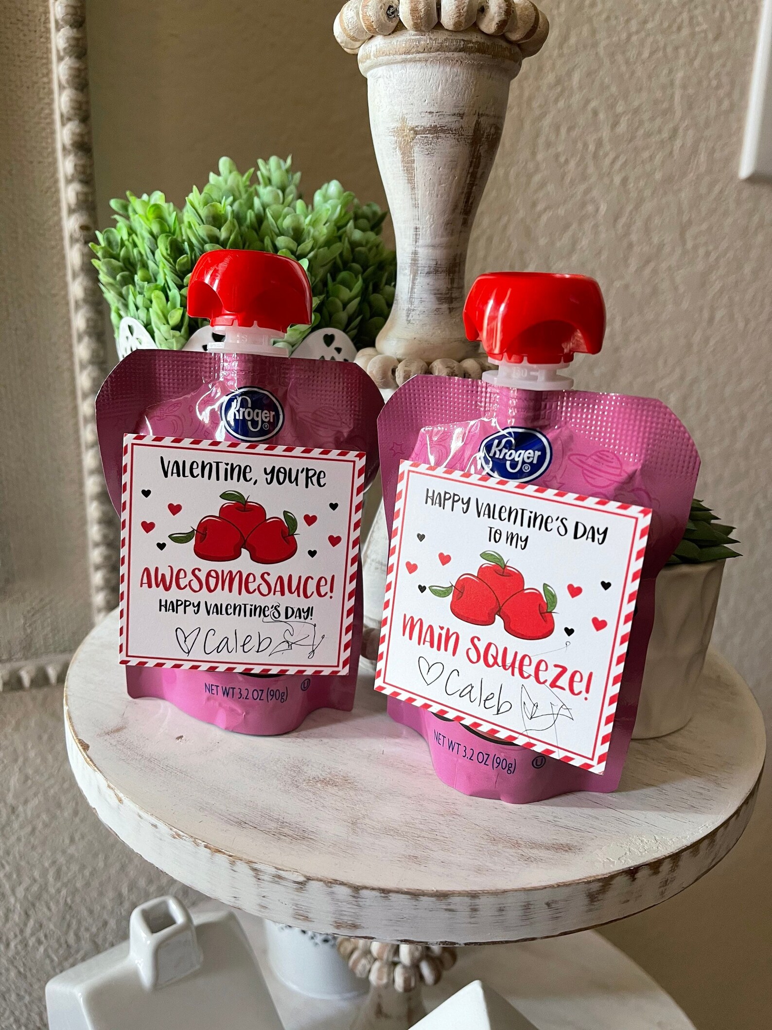 Applesauce Valentines Applesauce Tags Printable Valentines - Etsy