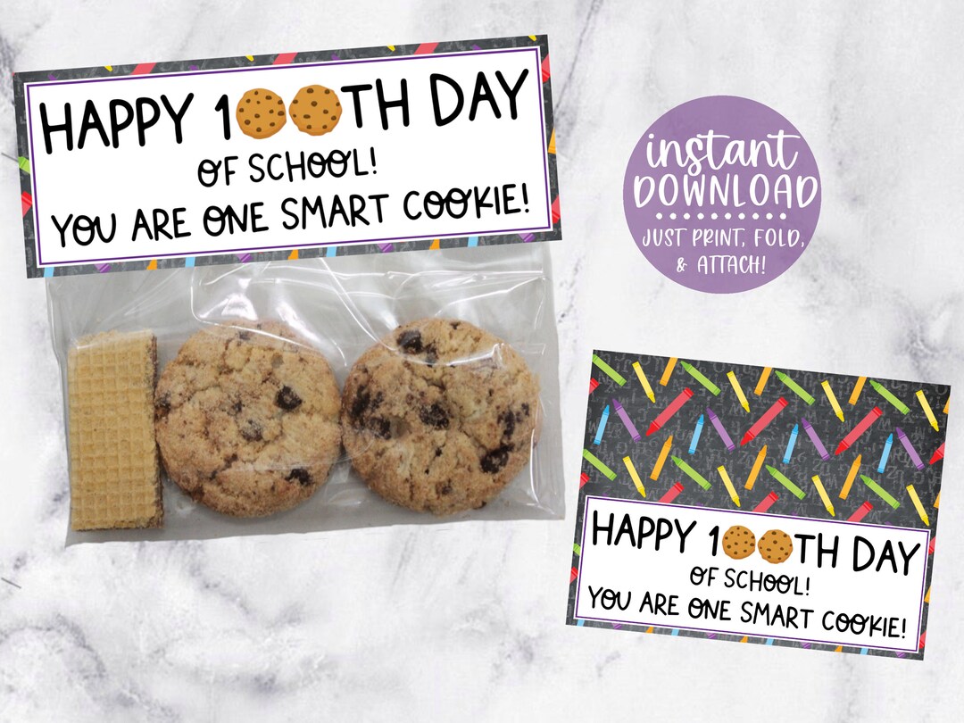 Happy 100th Day of School Bag Topper, One Smart Cookie, 100 Days of ...