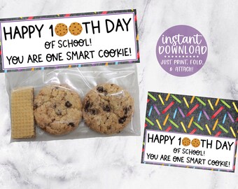 100th Day of School Bag Topper, INSTANT DOWNLOAD, 100 Days Smarter ...
