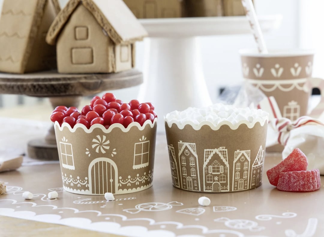 Gingerbread House Treat Cups, Gingerbread House Baking Cups, Jumbo ...