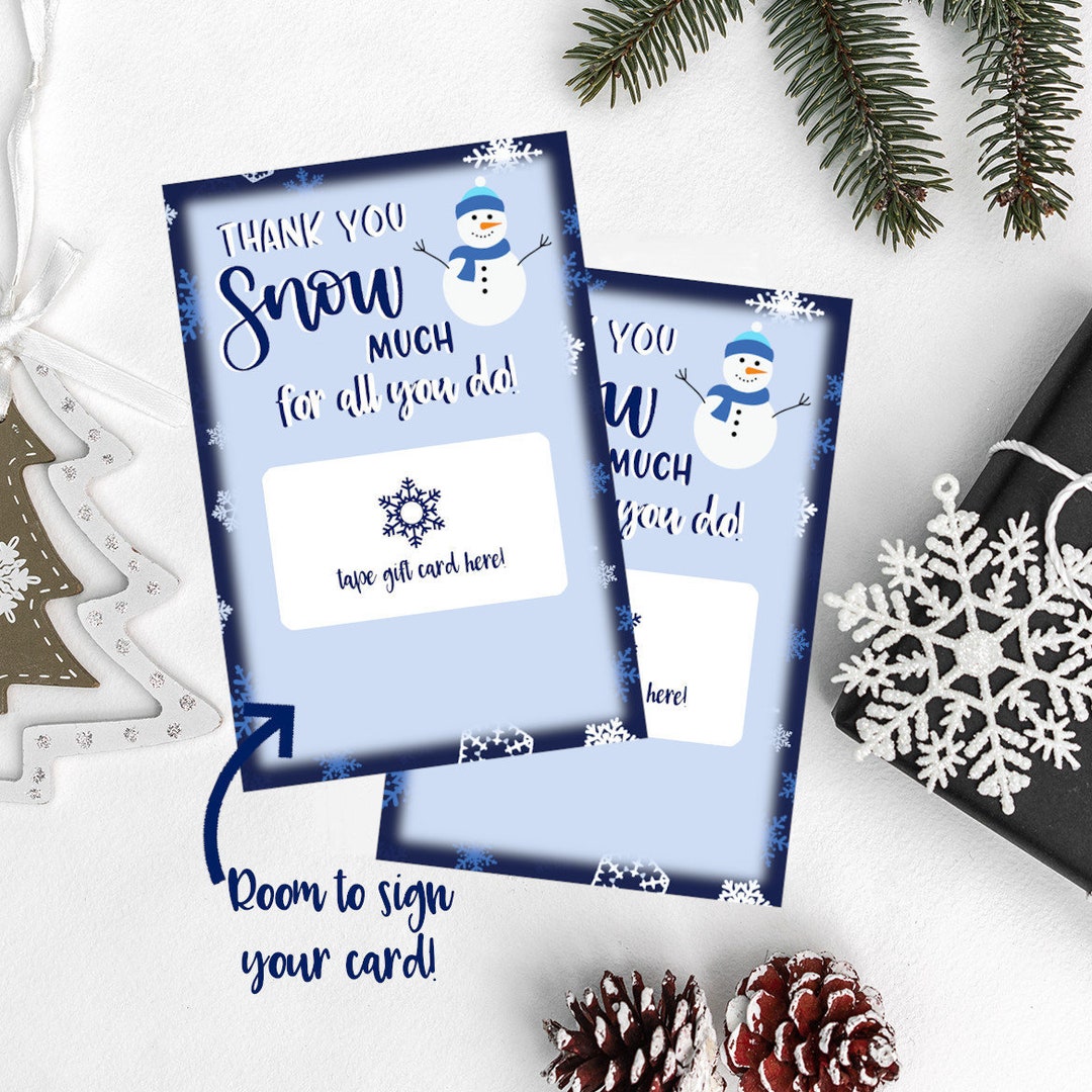 PRINTABLE, Thank You Snow Much, Gift Card Holder, Gift for Teacher ...