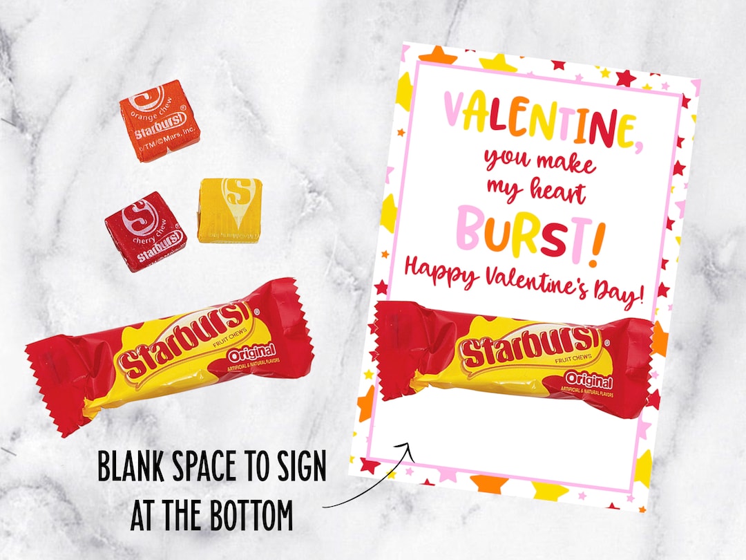 Starburst Valentine, Printable Valentines, Starburst Gift Tag, You Make ...