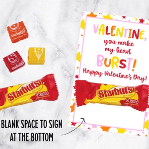 Starburst Valentine, Printable Valentines, Starburst Gift Tag, You Make ...
