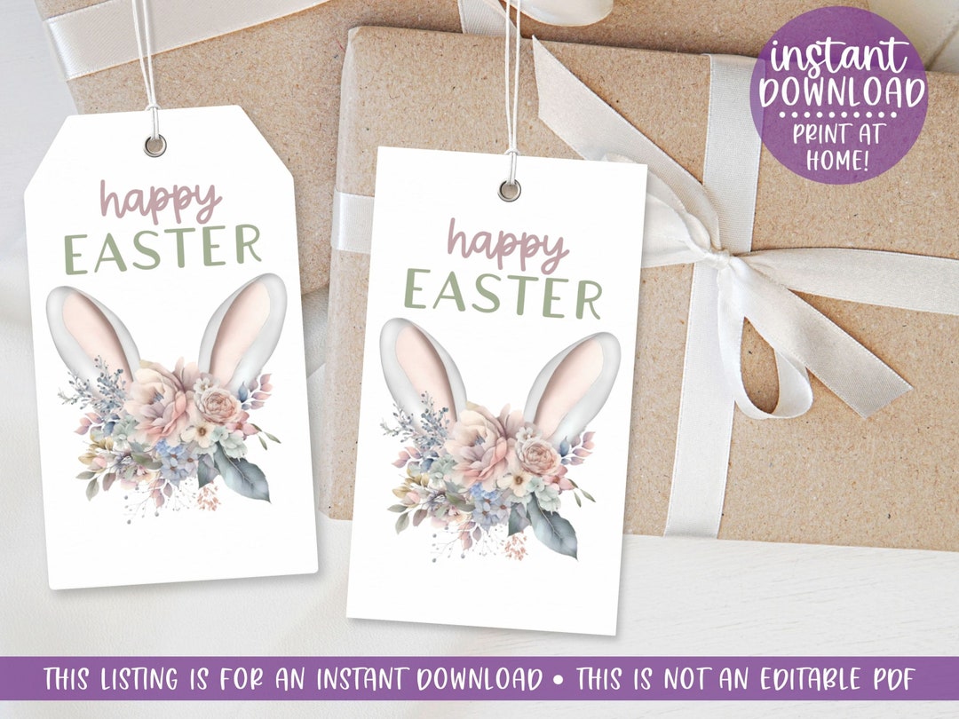 Easter Bunny Gift Tags, Printable Easter Tags, Easter Gift Tags, Happy ...