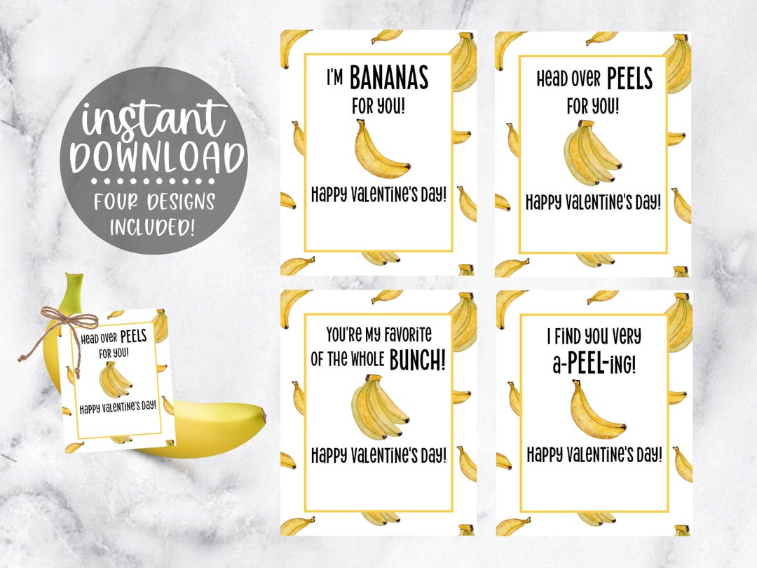 Banana Valentine Tags, Banana Valentines, Banana Tags, Non Candy ...