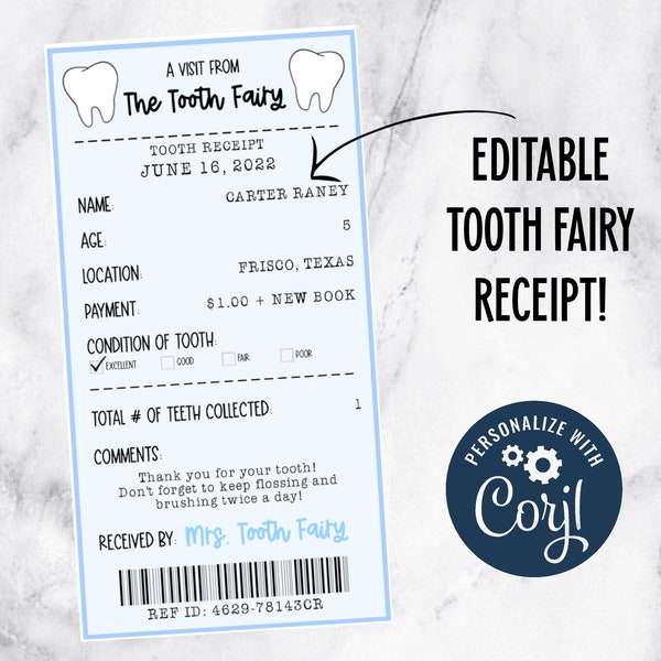 Tooth Fairy Receipt - Etsy
