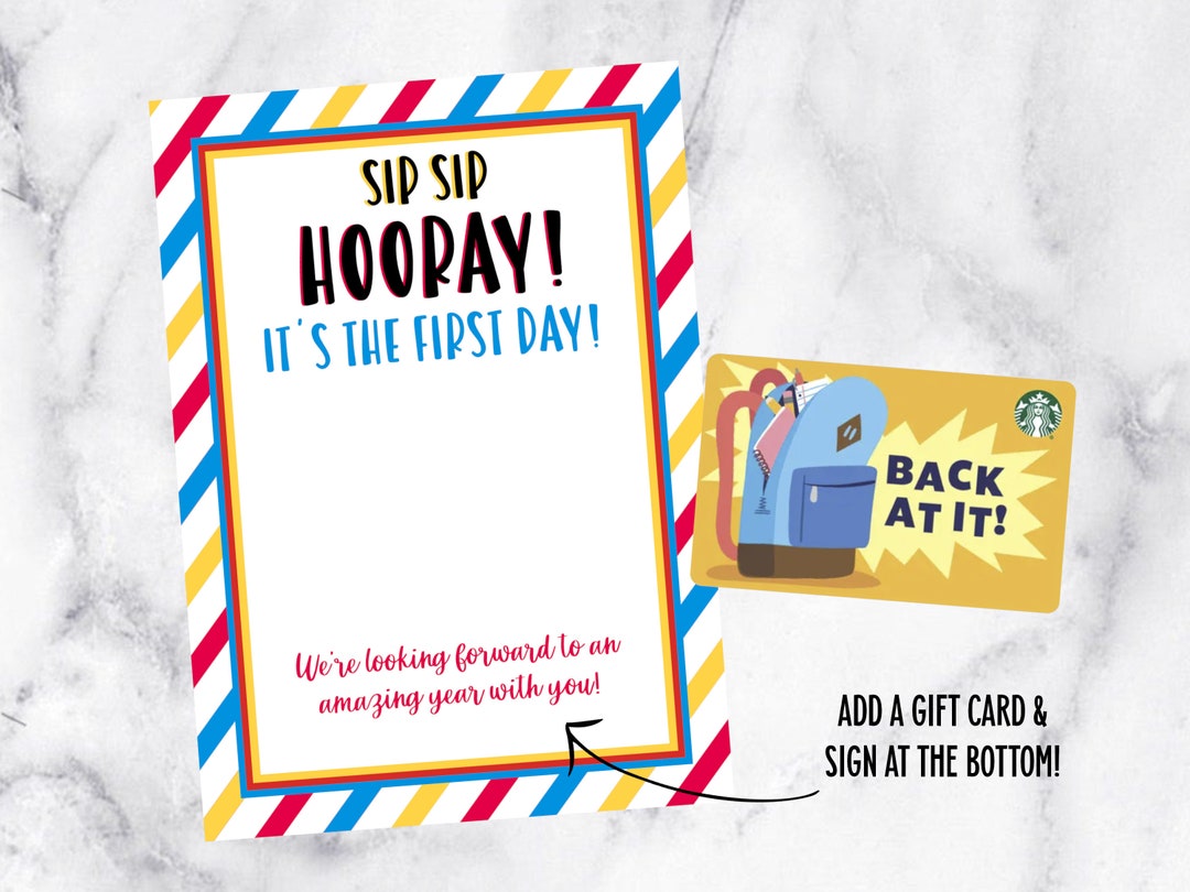 Sip Sip Hooray, It's the First Day, First Day of School, Gift Card ...