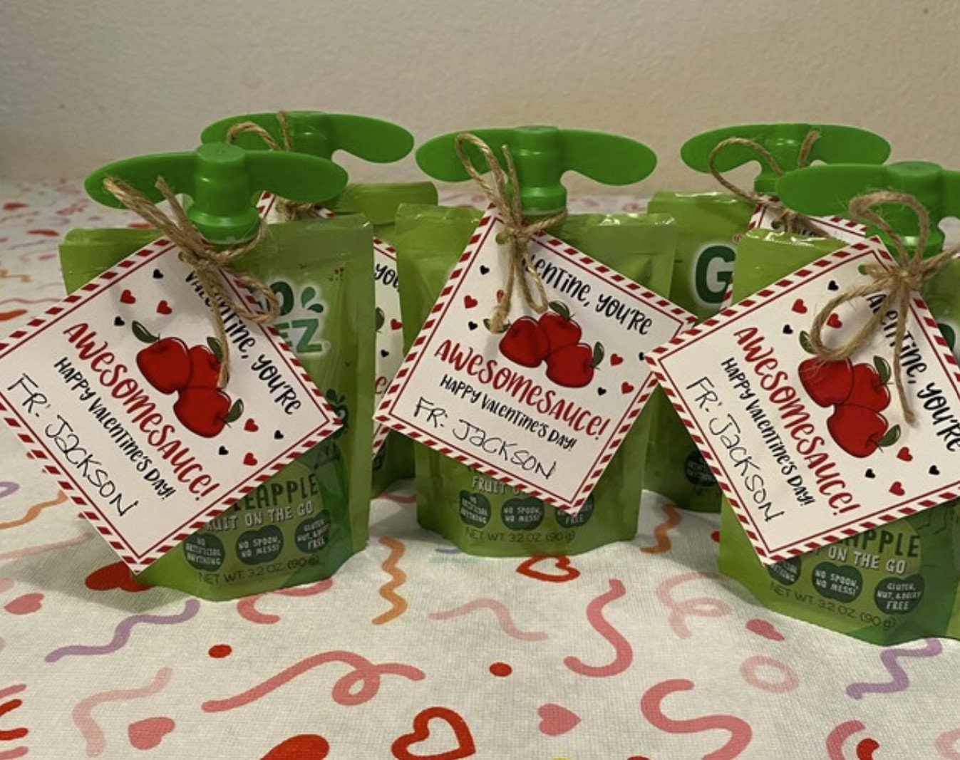 Applesauce Valentines, Applesauce Tags, Printable Valentines, Toddler ...