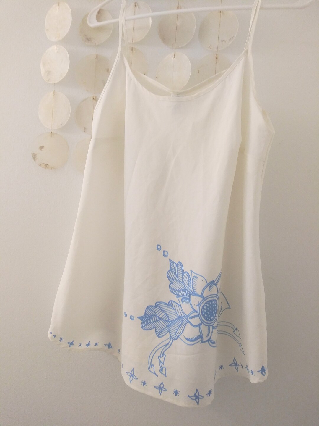 Silky Translucent Cami Hand Painted Blue Floral - Etsy