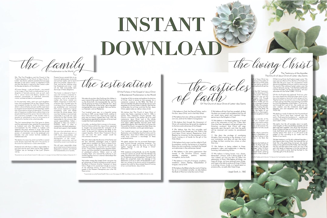 LDS Proclamations: the Family A Proclamation to the World, Living ...