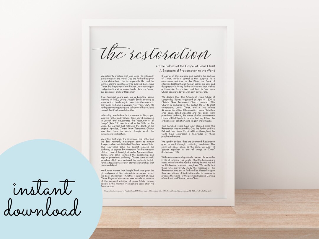 The Restoration Proclamation | Digital Download | Multiple Sizes - Etsy