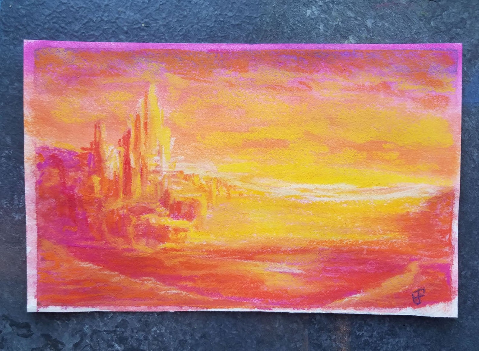 Mars Sunset (pastel Painting Original Pastel Landscape Pastel Art ...