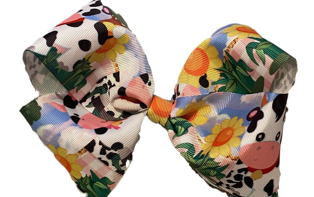 New Vibrant Cow on a Farm 7.5 Inch Hair Bow W/alligator Clip - Etsy