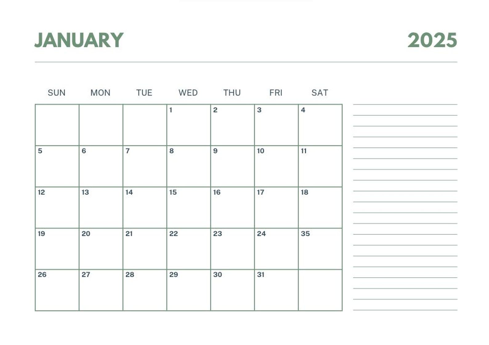 2025 Minimalistic Digital Calendar - Etsy