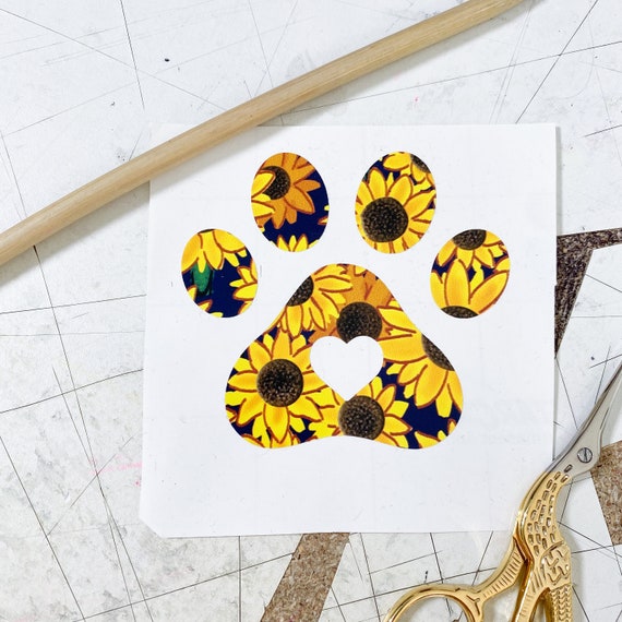 Sunflower Print Paw Print Vinyl Decal Paw Print Heart Vinyl | Etsy