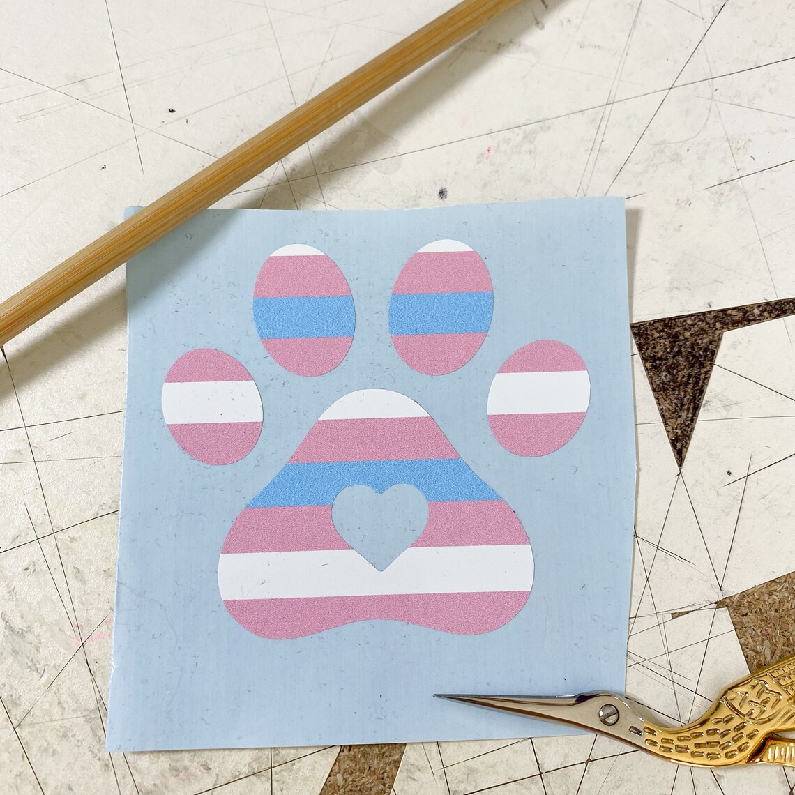 Transgender Flag Pride Paw Print Vinyl Decal Paw Print Heart | Etsy