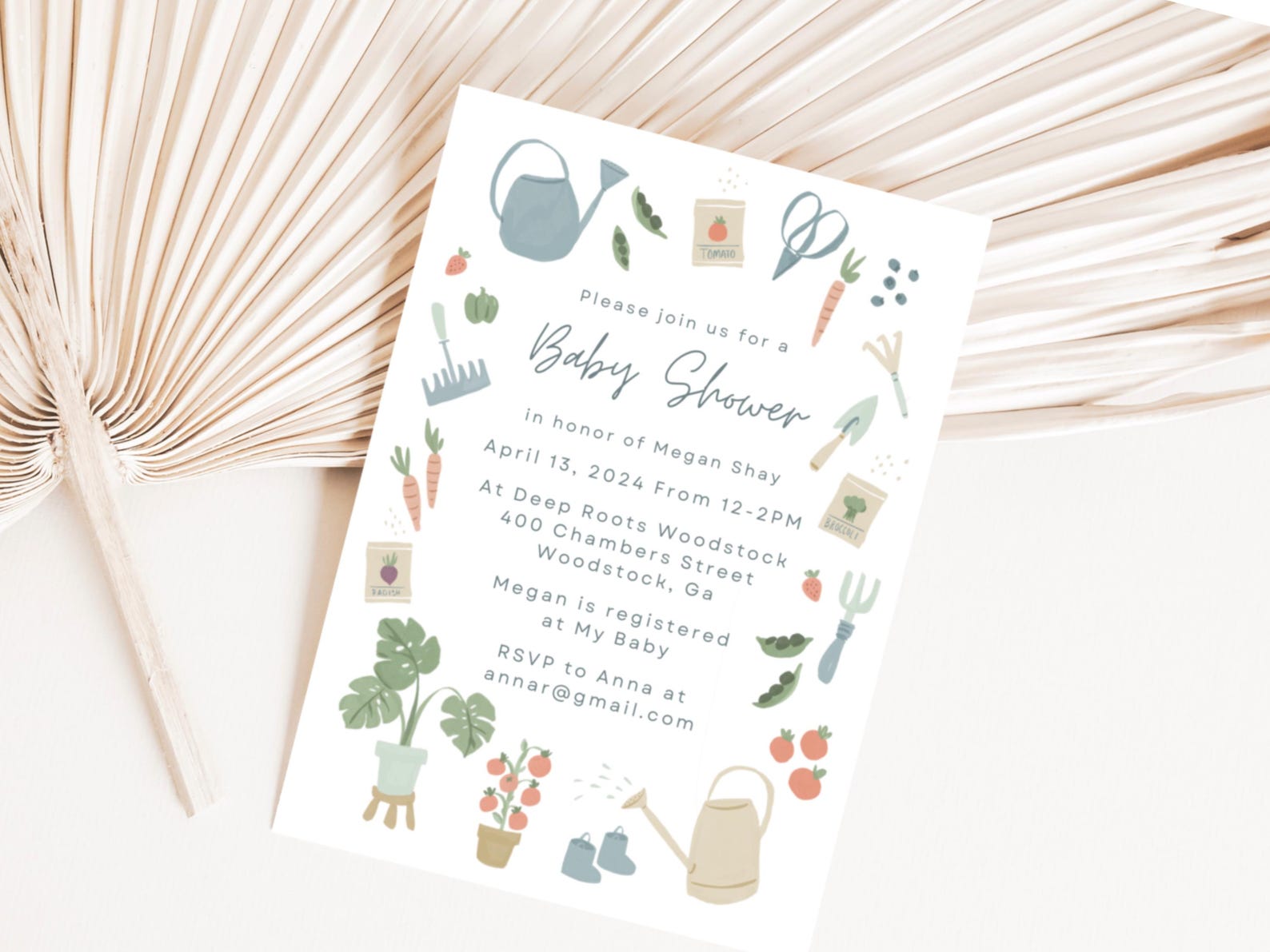 Hand-drawn Farmers Market Baby Shower Invitation | Editable Canva ...