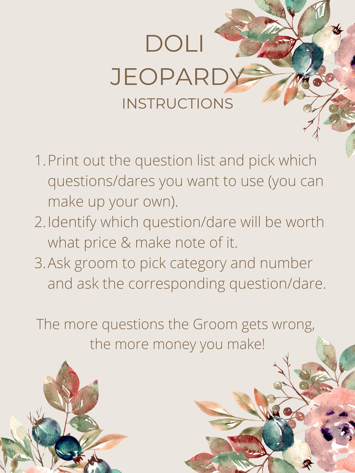 Doli Jeopardy Game - Etsy