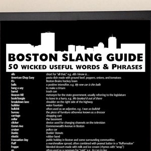 Boston Slang Guide Poster / Funny New England Massachusetts | Etsy