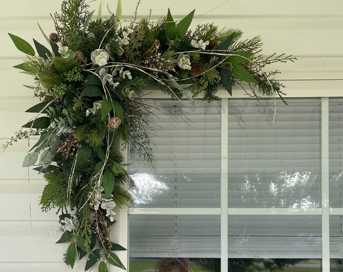 Corner Swag for Window or Door, Christmas Corner, Window Frame Wreath ...
