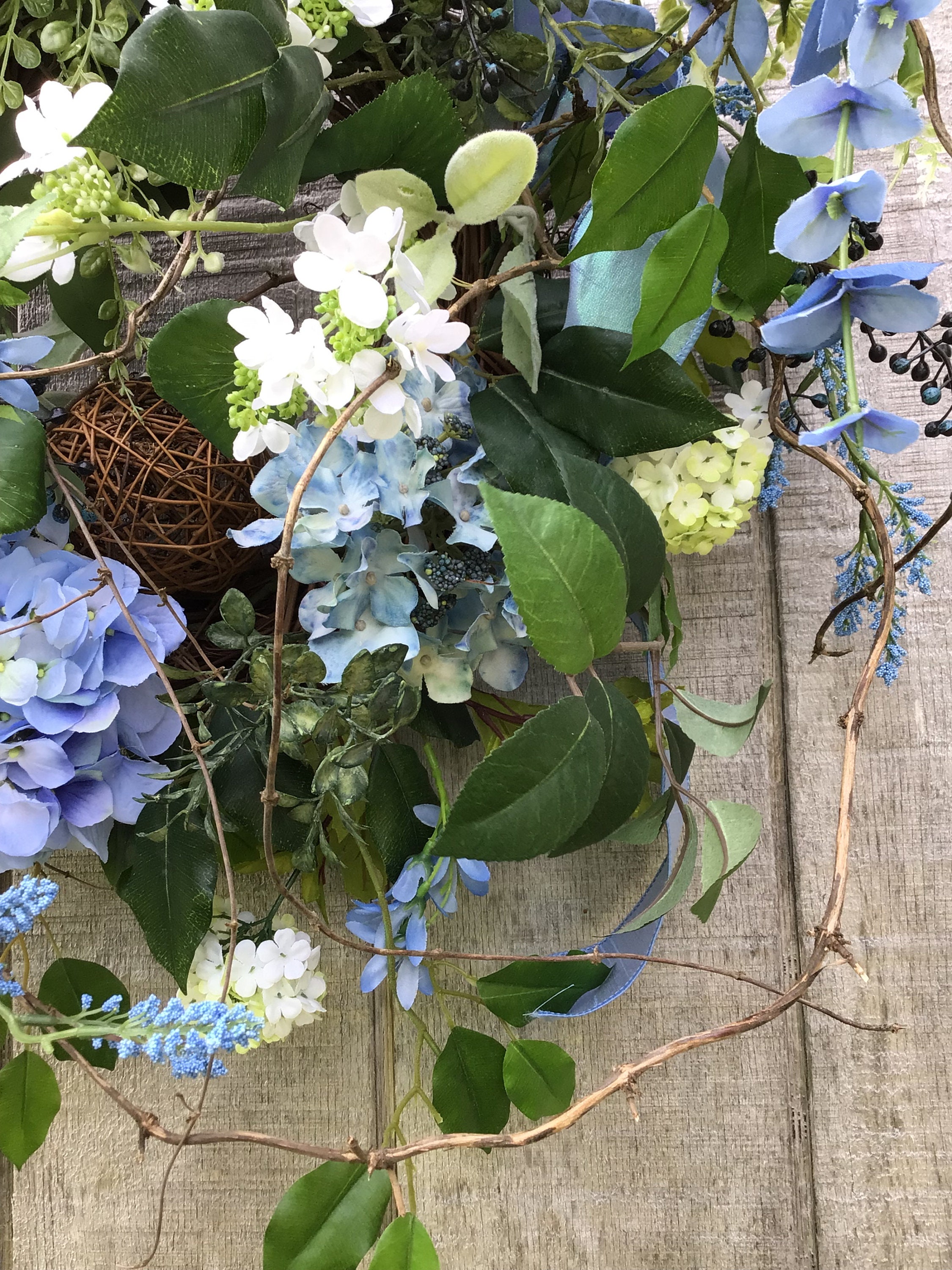Blue Hydrangea & Blueberry Wreath, Cinderella Style - Etsy
