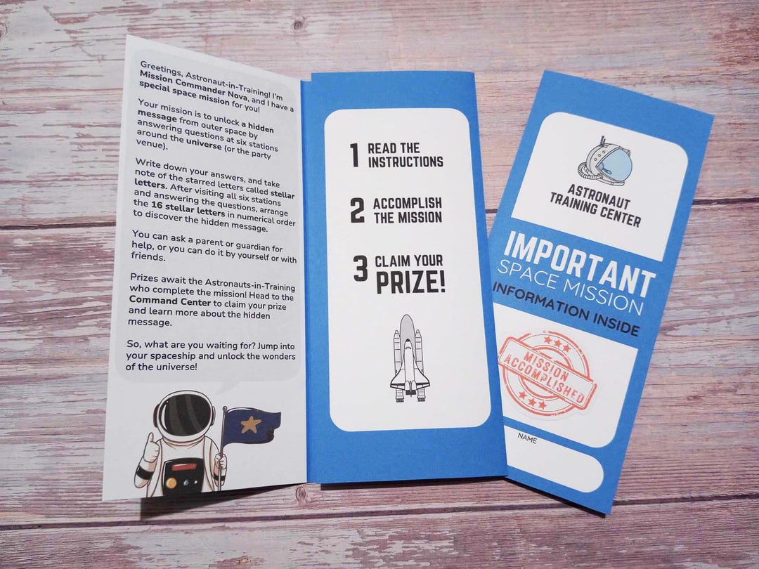 PRINTABLE Space Mission Adventure Party Activity Exploration Game Space ...