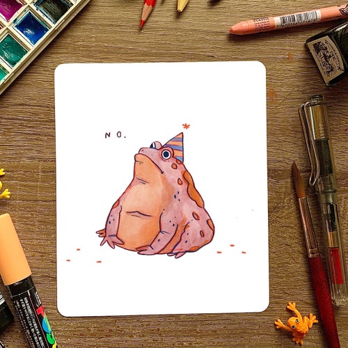 Grumpy Toad Mini Print - Etsy