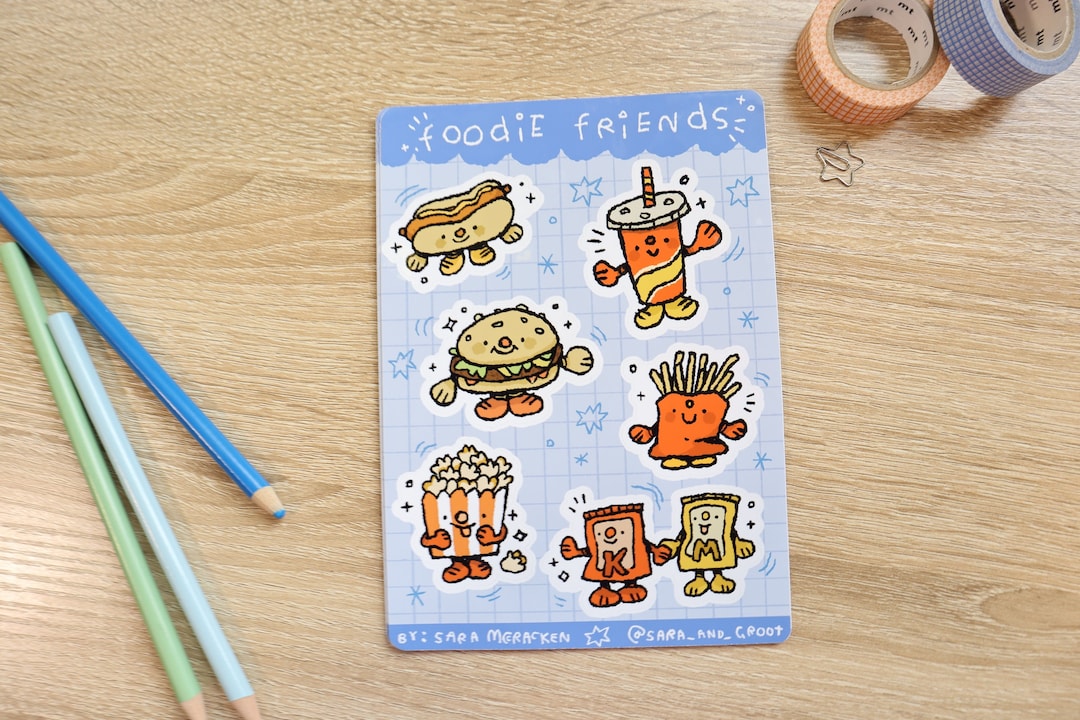 Foodie Friends Sticker Sheet - Etsy