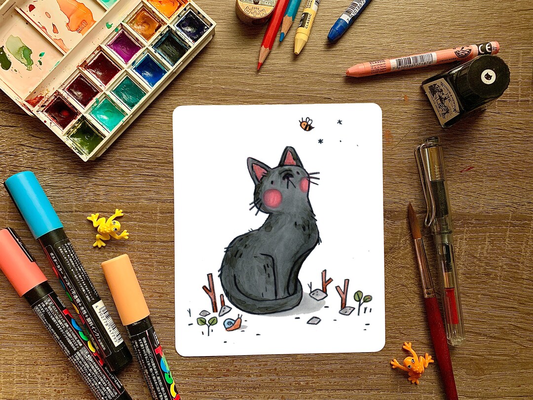 Kitty Cat Mini Print - Etsy