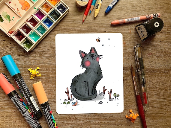 Kitty Cat Mini Print | Etsy