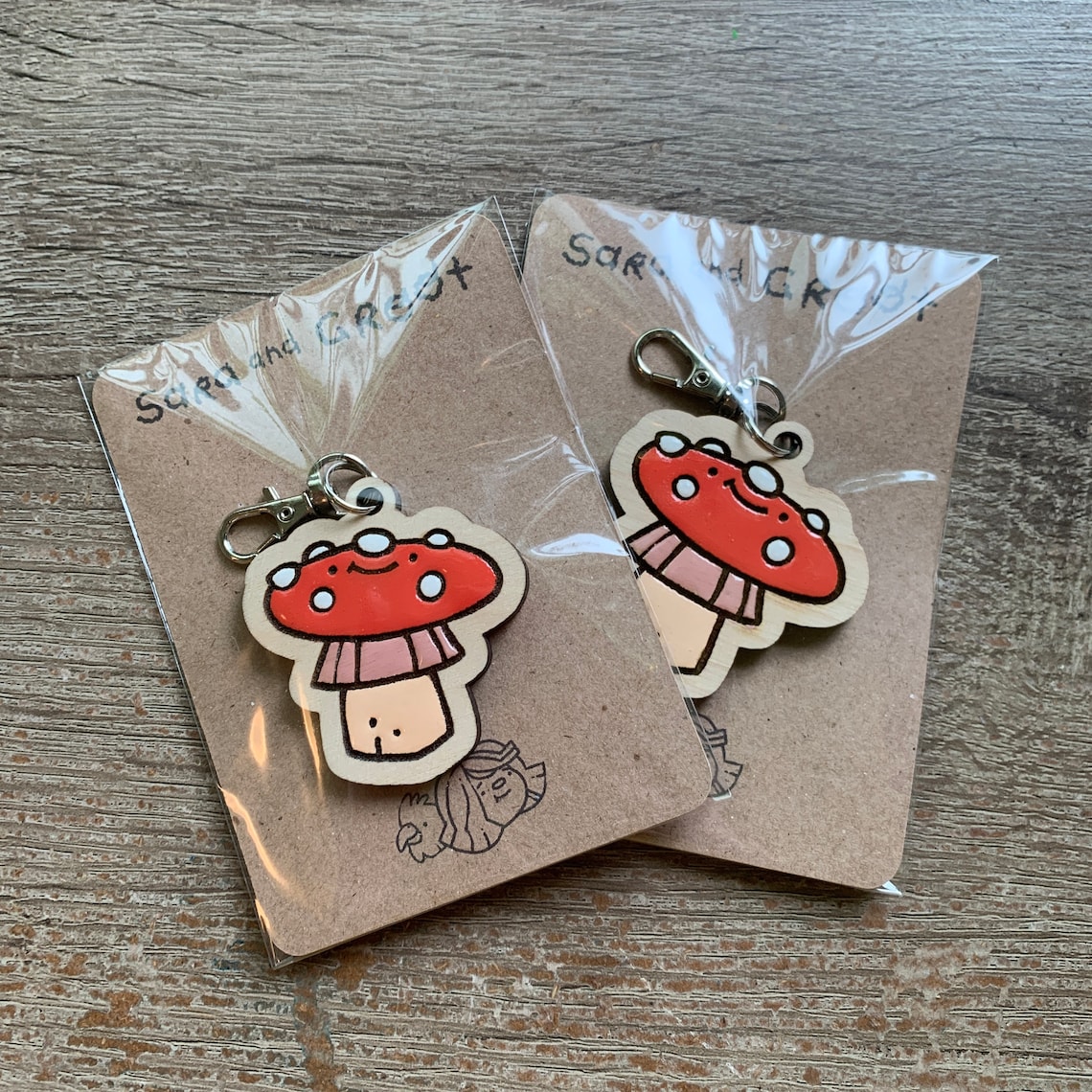 Hand Painted Mushroom Keychains - Etsy