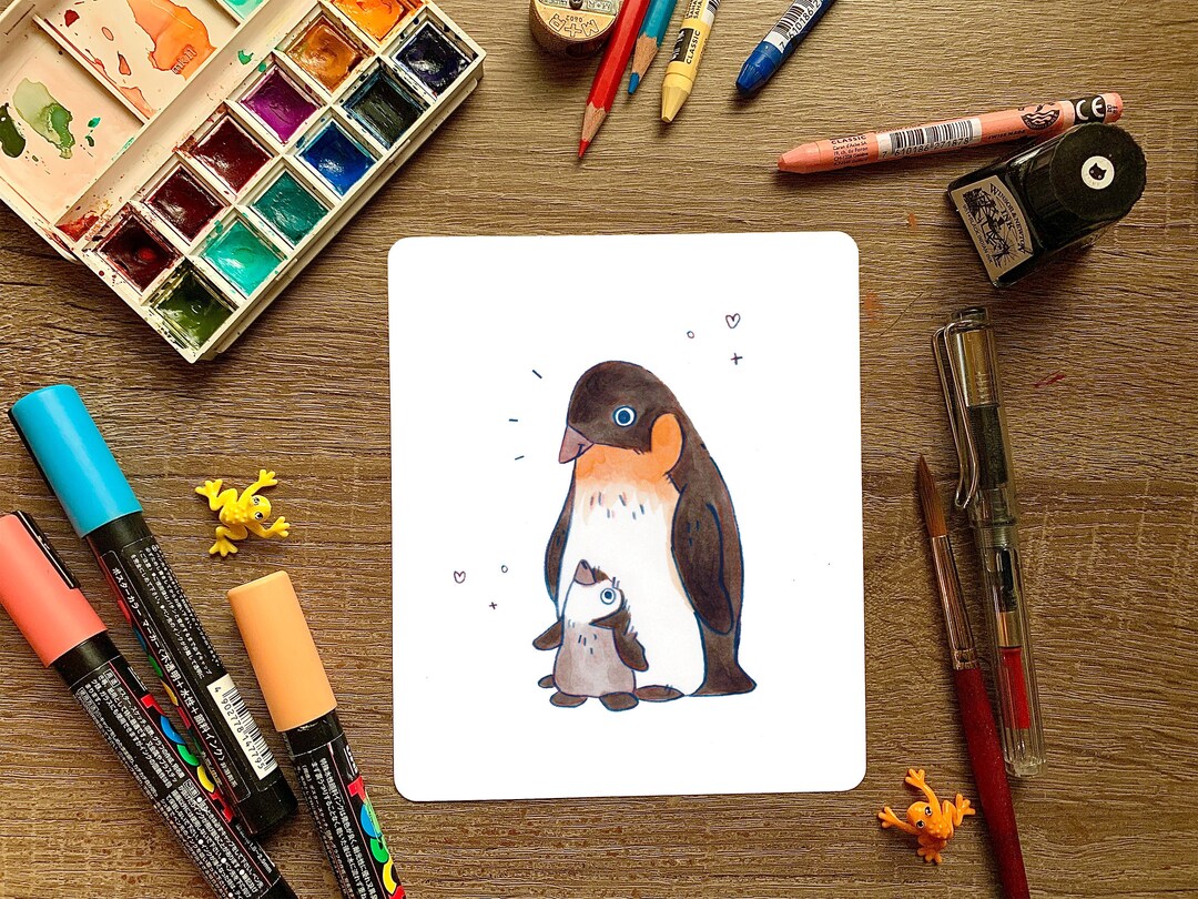 Baby Penguin Mini Print - Etsy
