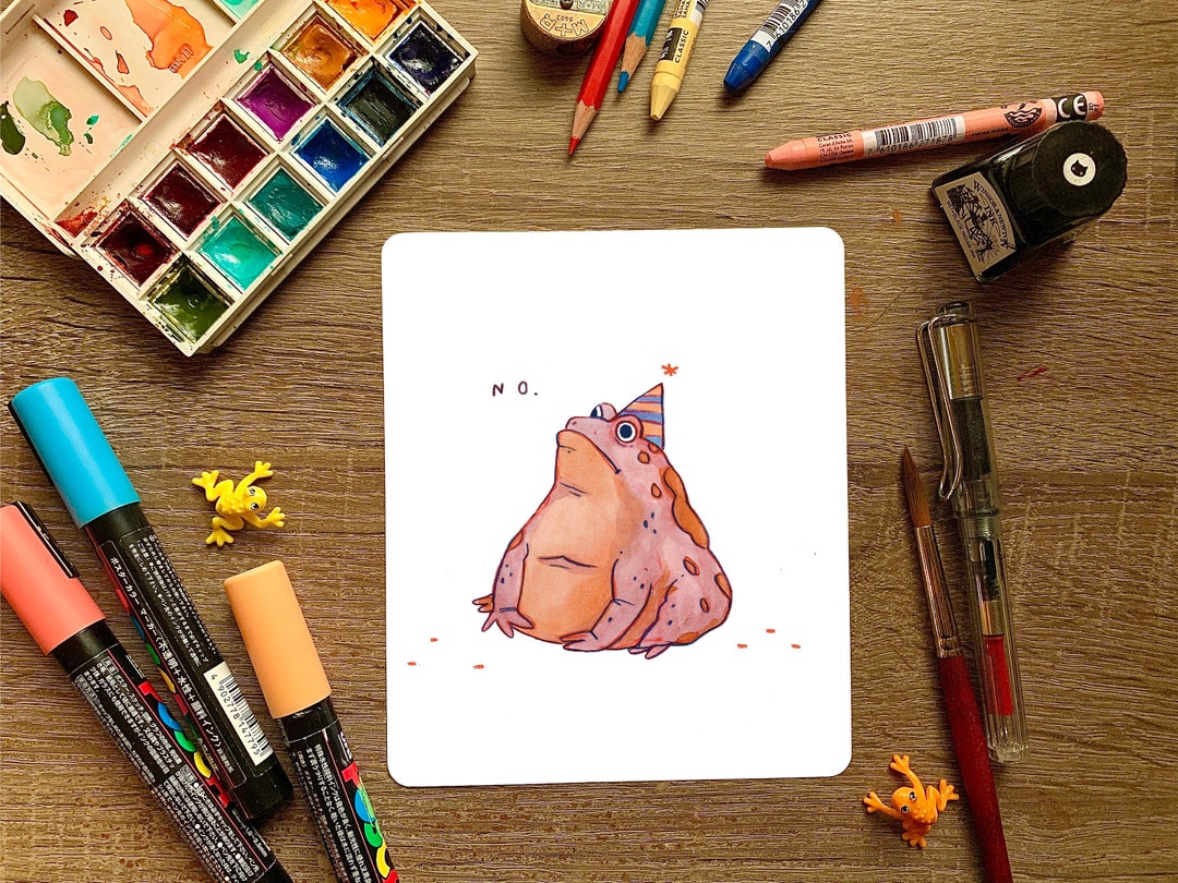 Grumpy Toad Mini Print - Etsy