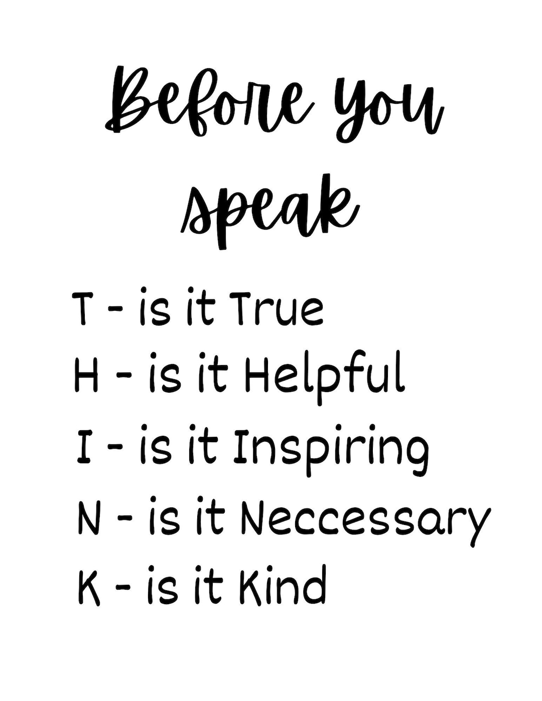 Instant Download - Before You Speak Saying - Printable Image ...
