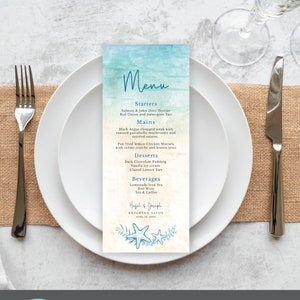 Beach themed Printable Menu editable digital instant | Etsy