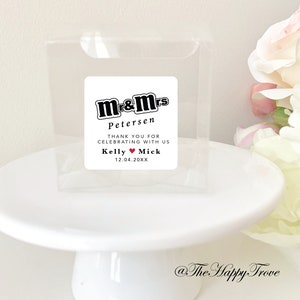 M&M Square Thank You Stickers, Personalised Stickers, Wedding Favours ...