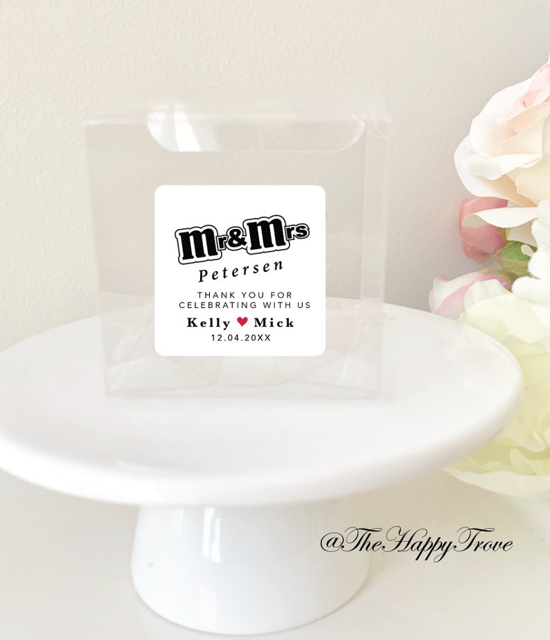 M&M Square Thank You Stickers Personalised Stickers Wedding - Etsy