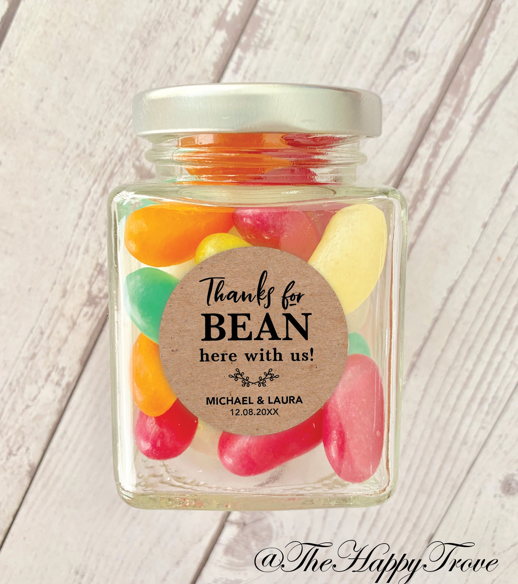 Thanks for BEAN Here With Us Stickers - Kraft Brown, Personalised ...