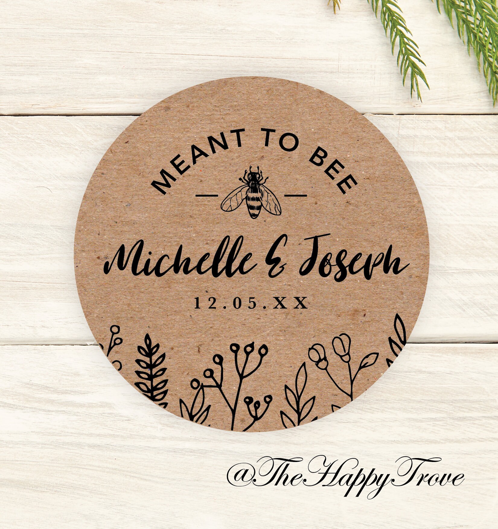 Meant to Bee Rustic Round Stickers Personalised Stickers - Etsy
