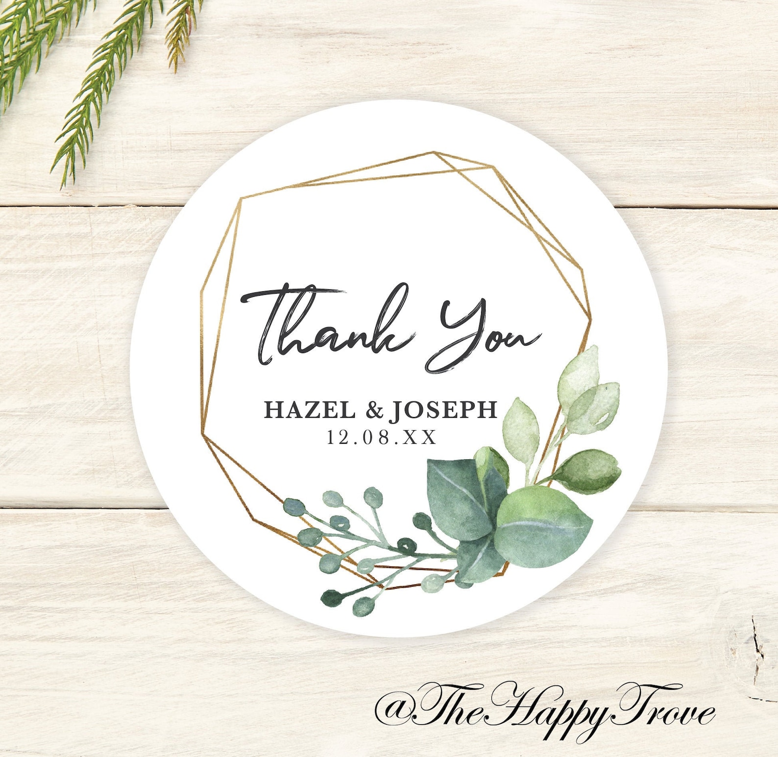 Greenery Foliage Gold Frame Stickers Personalised Stickers - Etsy