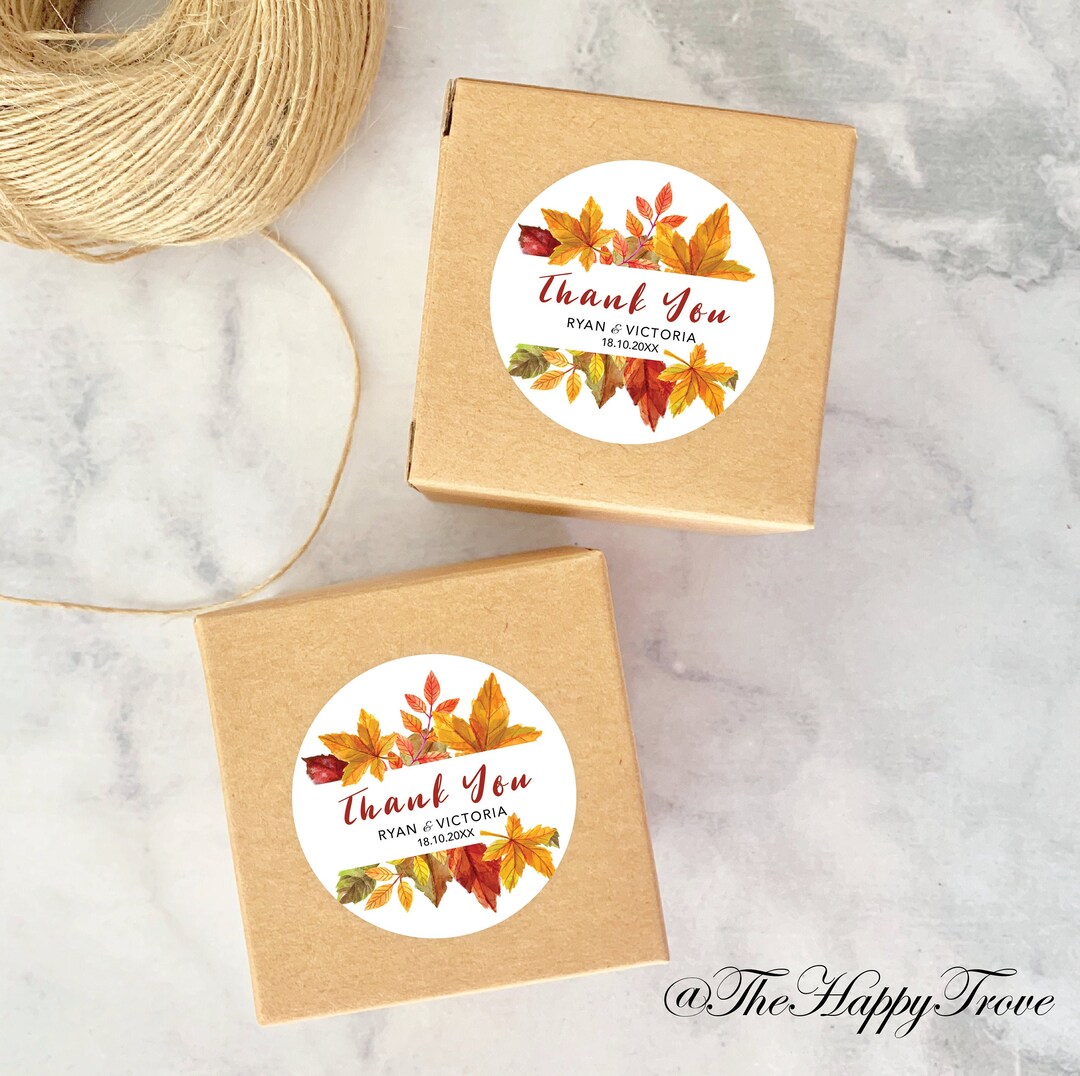 Autumn Themed Thank You Stickers , Personalised Stickers, Wedding ...