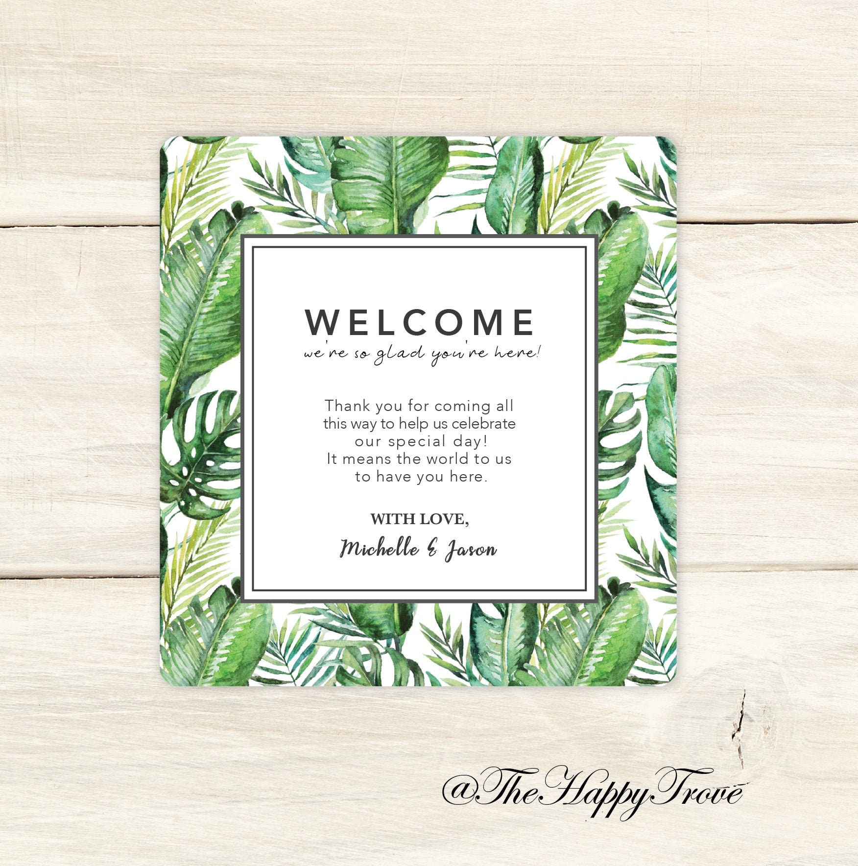 Tropical Themed Welcome Bag Stickers, Personalised Stickers, Wedding ...
