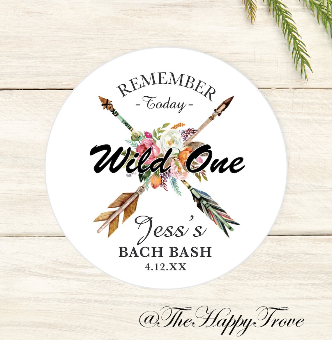Boho Wild One Themed Thank You Stickers Personalised - Etsy