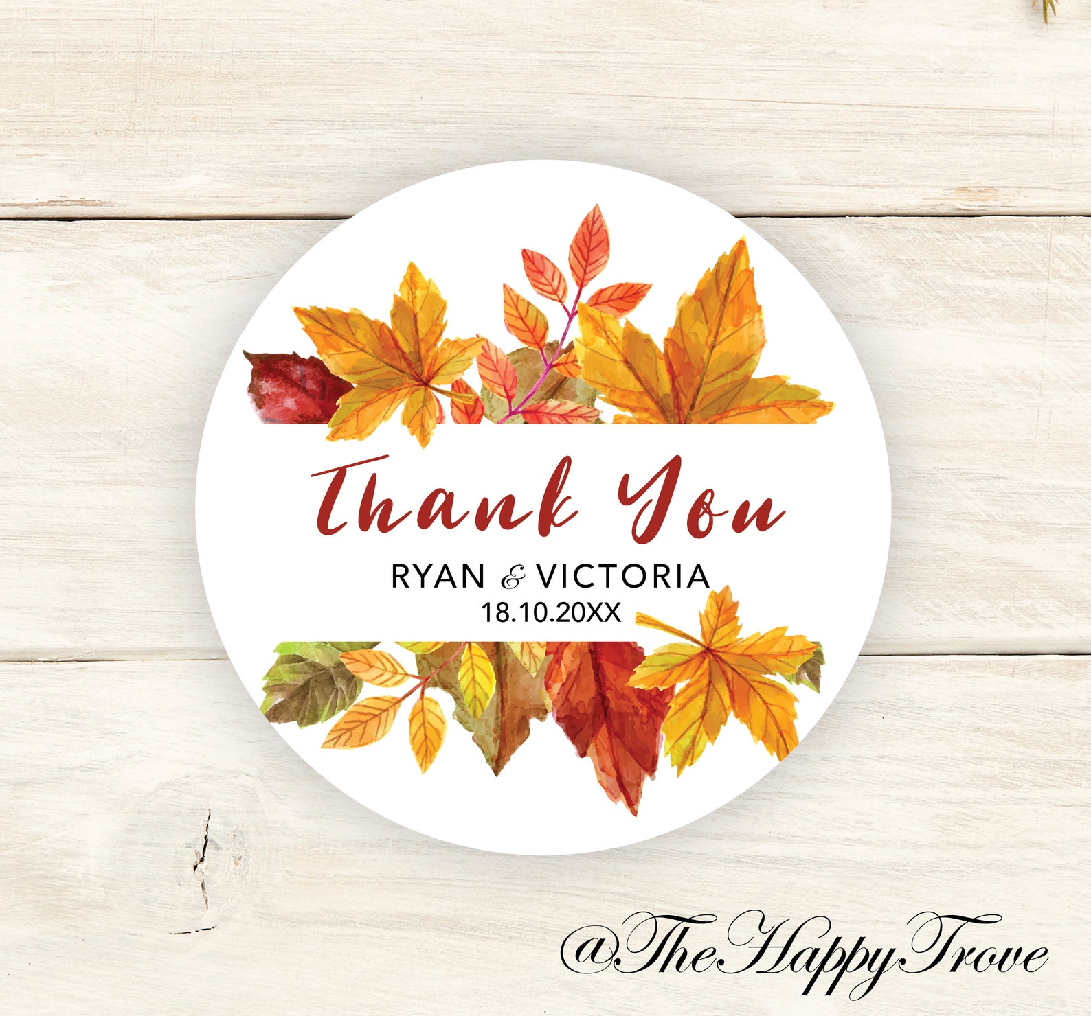 Autumn Themed Thank You Stickers Personalised Stickers - Etsy