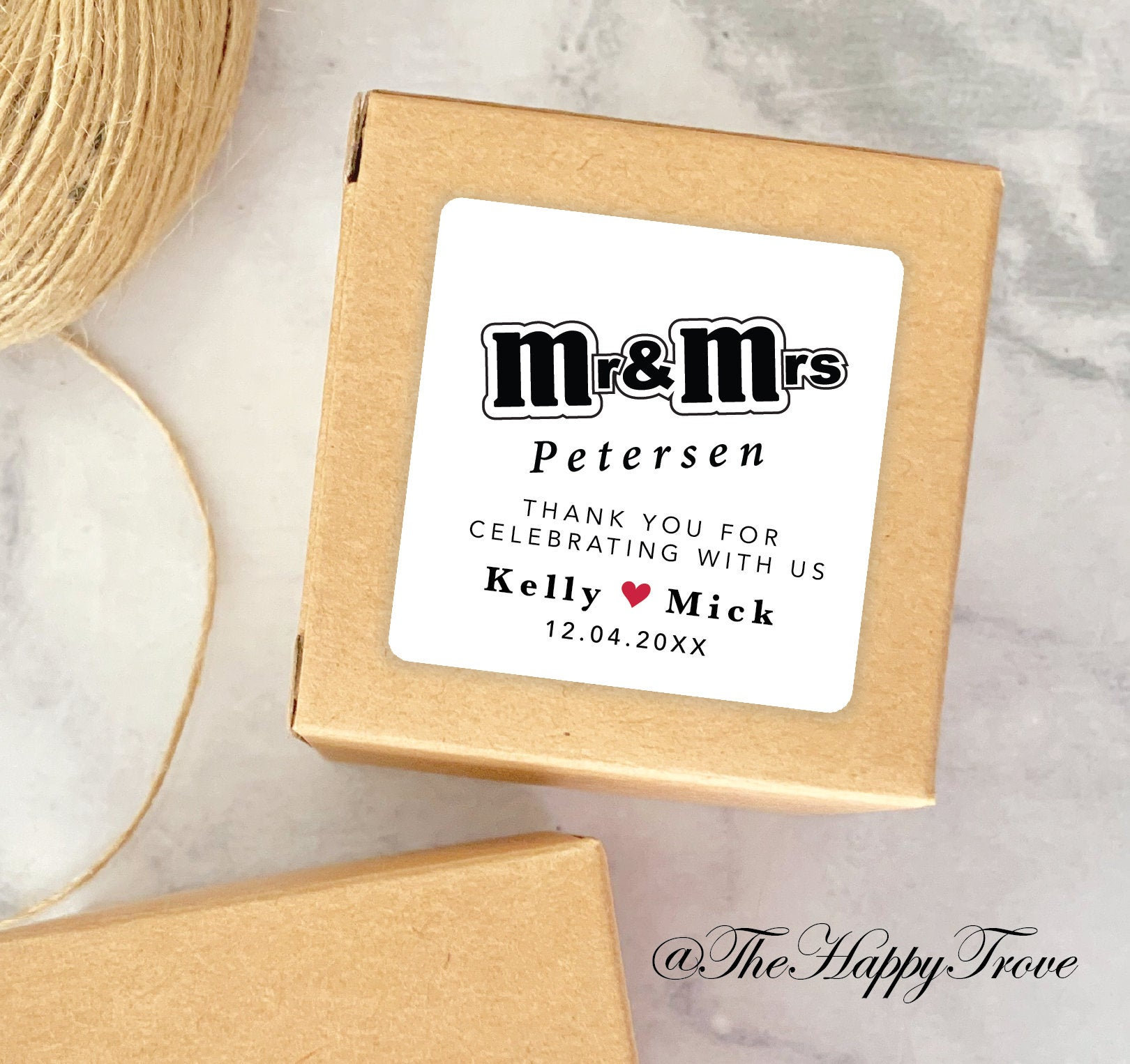M&M Square Thank You Stickers, Personalised Stickers, Wedding Favours ...