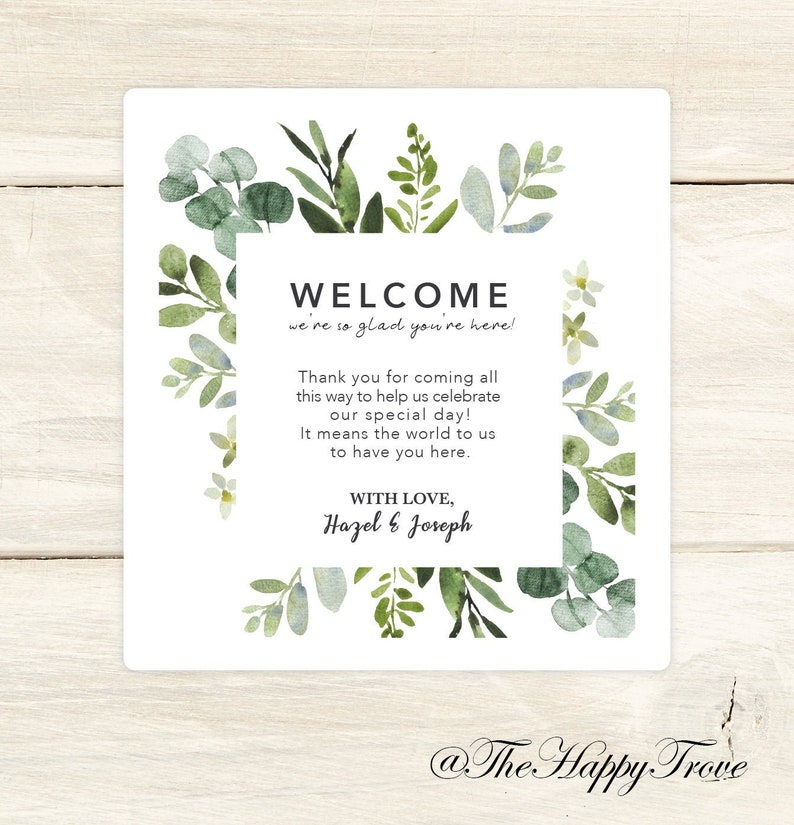 Greenery Themed Welcome Bag Stickers Personalised Stickers - Etsy