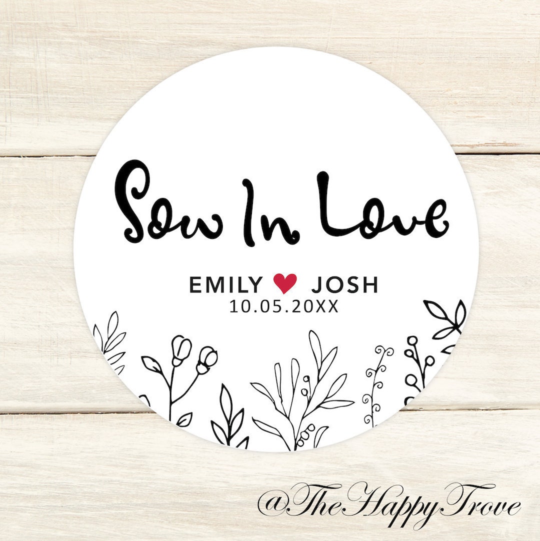 Sow in Love Stickers Personalised Stickers Wedding Favours - Etsy