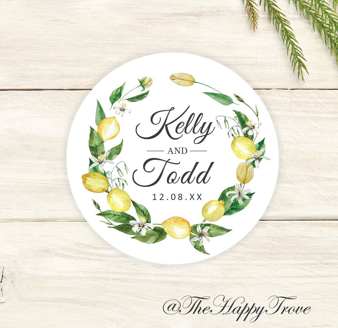 Lemon Themed Stickers, Personalised Stickers, Wedding Favours, Bridal ...