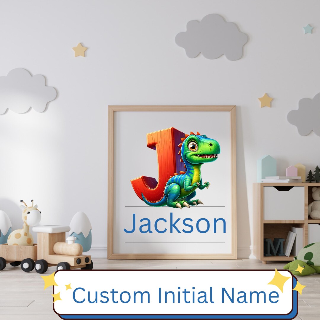 Custom Dinosaur Initial Name PNG: Nursery Print (digital Download) - Etsy